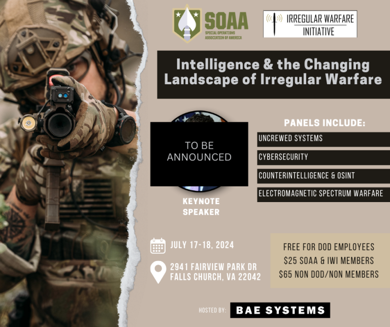 SOAA-IWI Conference 2024: Intelligence and the Changing Landscape of Irregular Warfare - SOAA